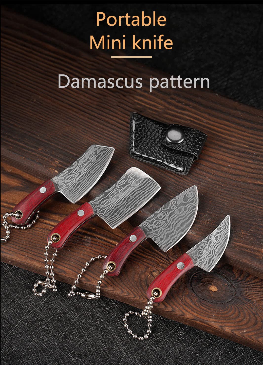 tzprol Mini Knife Set, Mini Pocket Knife Set, Chef Knife EDC Knives Small Knife Cleaver,Box Cutter,Package Opener,Bottle Opener,Keychain Tiny Things with Pocket - Set of 5