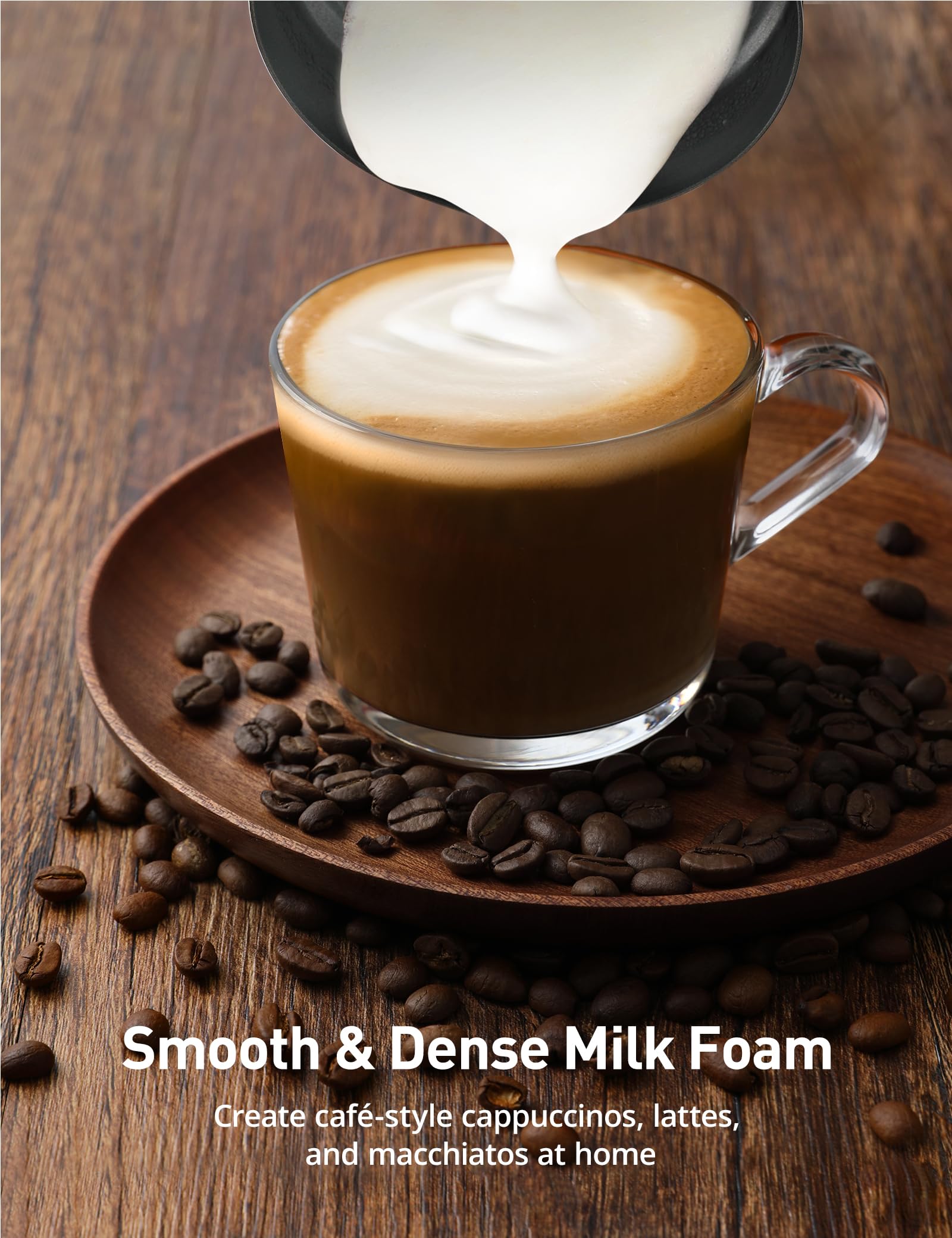 RATRSO Milk Frother, Electric Milk Steamer, Hot and Cold Foam Maker, Automatic Milk Warmer, Silent Operation for Coffee, Latte, Cappuccino, Hot Chocolate