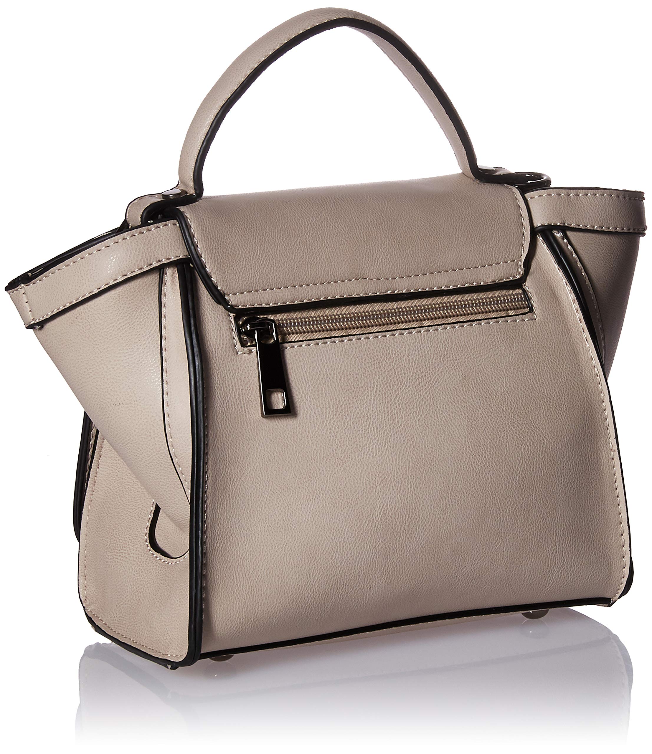 Mellow World Women's Mia Hb17658, Vegan Leather Mini Eyelet Satchel with Stud Accent, Mag Snap Zipcls, White, One Size