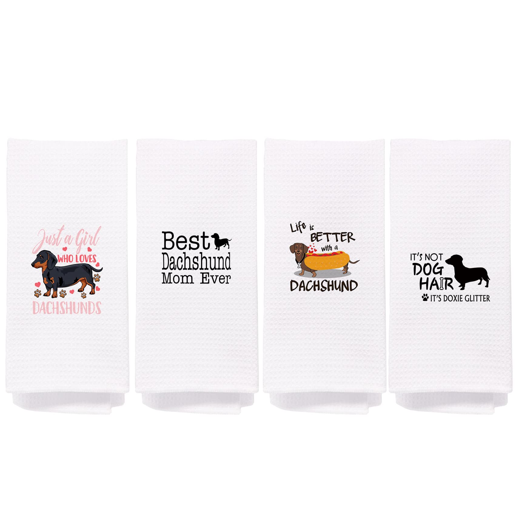 NEGIGA Dachshund DecorďźDachshund GiftsďźDachshund Gifts for WomenďźDachshundďźKitchen TowelsďźKitchen Towels and Dishcloths SetsďźTowels Sets of 4