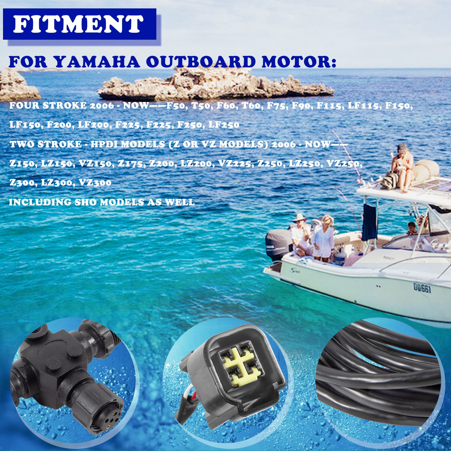 Replace for Yamaha Engine Interface Cable 000-0120-37, 3004.6865 NMEA 2000 Cable Connector and T Connector for Yamaha Outboard 2006-2023(4.5m/15ft)