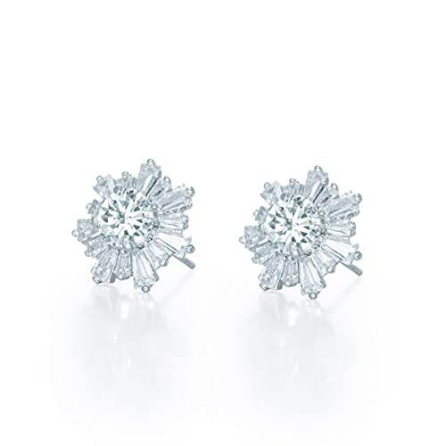 missaqua Chic Snowflake Sterling Silver Clear Cubic Zirconia Stud Earrings Jewerly Gift for women