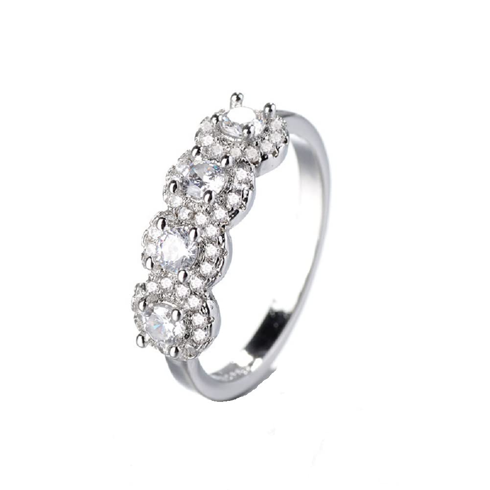 LVSHI Fashion Ring Women 925 Silver Princess Cut White Topaz CZ Simulated Diamond Wedding Engagement Ring Engagement Wedding Band Ring for Women Size 6-11 (Size 11), C10