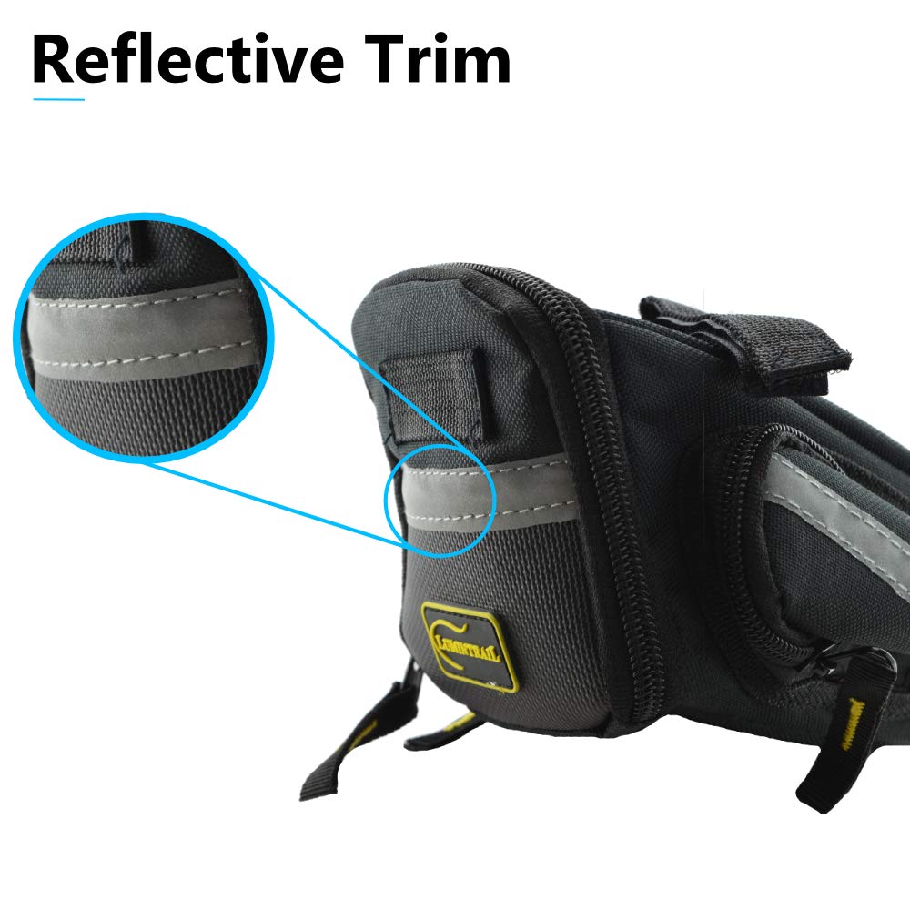 Lumintrail Bicycle Strap-On Bike Saddle Bag, Cycling Seat Bag, Under Seat Pack Medium or Large (Medium)