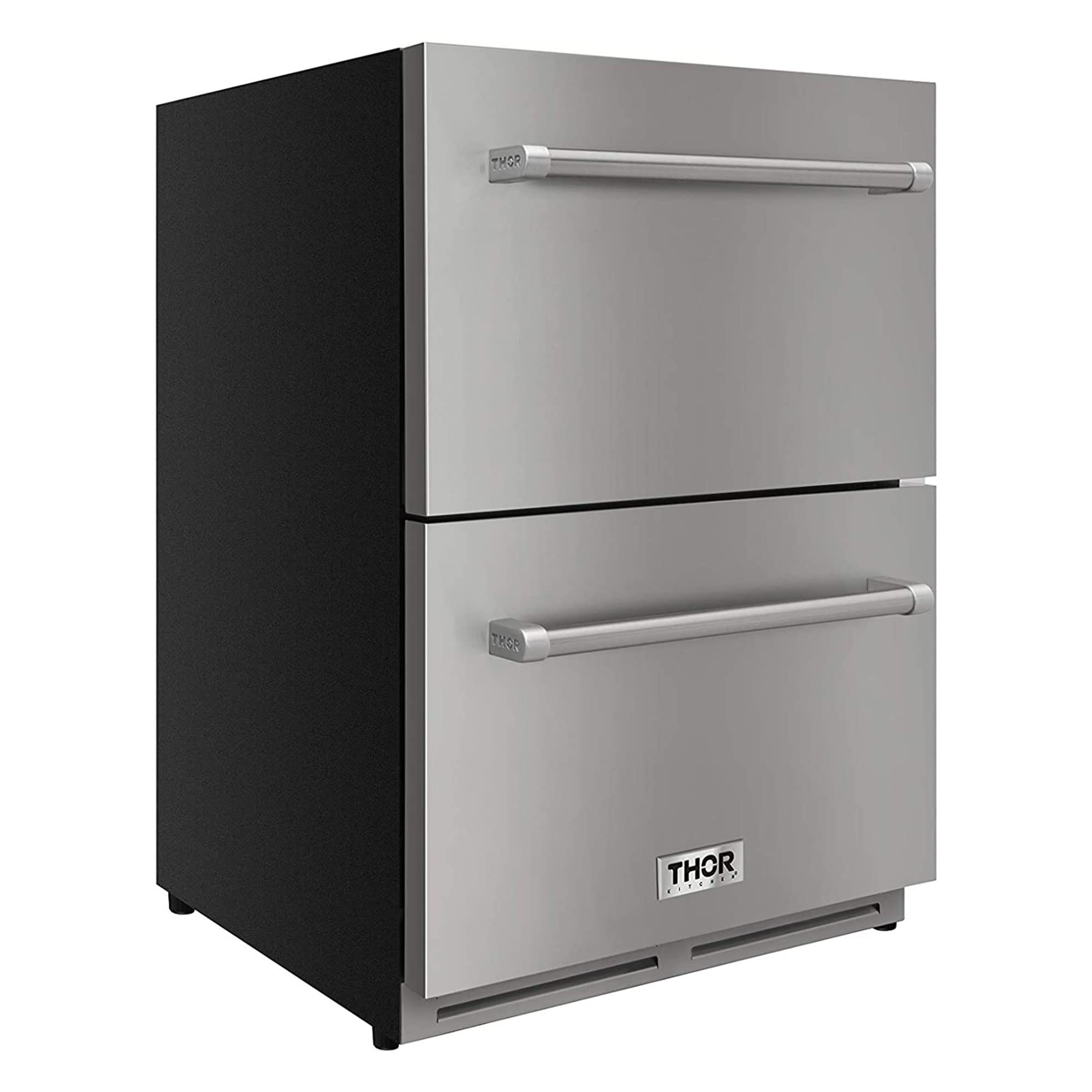 Thor Kitchen TRF2401U 5.4 Cubic Foot Stainless Steel Indoor/Outdoor Built In Undercounter Double Drawer Refrigerator Ventilated Cooling Mini Fridge
