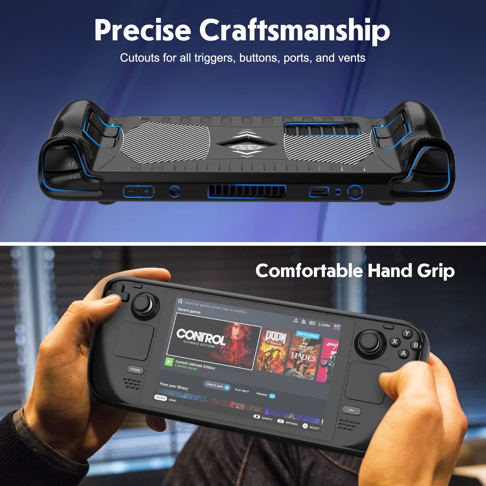 SENQAO Protective Case TPU Cover Case Compatible with Steam Deck, Shock-Absorption, Non-Slip Anti-Scratch Design Cover Protector, Individuality Textured Accessories