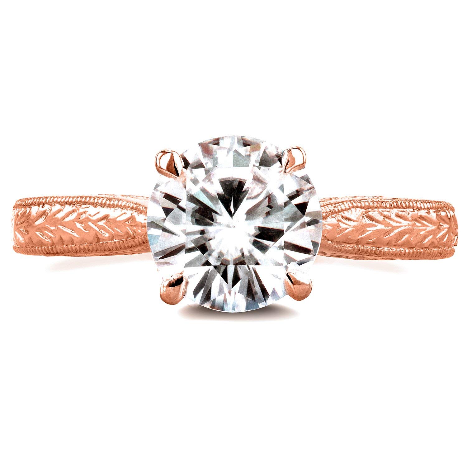 Kobelli Antique Style Moissanite Engagement Ring 1 1/2 Carat (ctw) in 14k Rose Gold, Size 7.5, Rose Gold