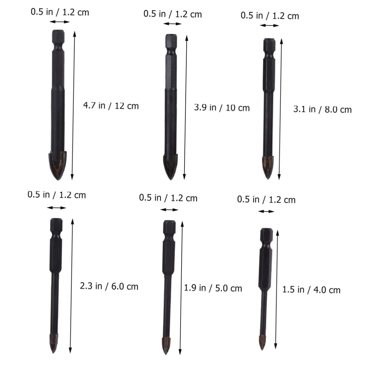 VILLCASE 12 Pcs Glass Drill Bits Tile Drill Bit Tile Glass Drill Ceramic Drill Bits Triangle Glass Drill Reamer Ceramics
