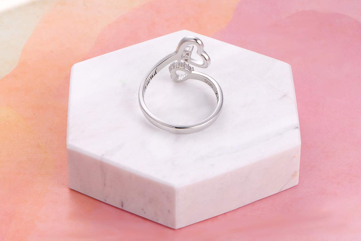 Ladytree Sterling Silver Always My Sister Forever My Friend Double Heart Ring Size 8