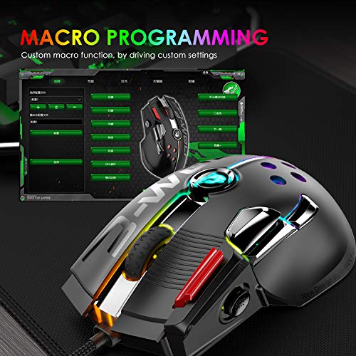 Mechanical Keyboard and Mouse Combo Wired 82 Keys White Backlit Gaming Keyboard Blue Switch, 12000 DPI with 12 Button Programmable Mice Compatible with Laptop PC Gamer Computer Typist Desktop