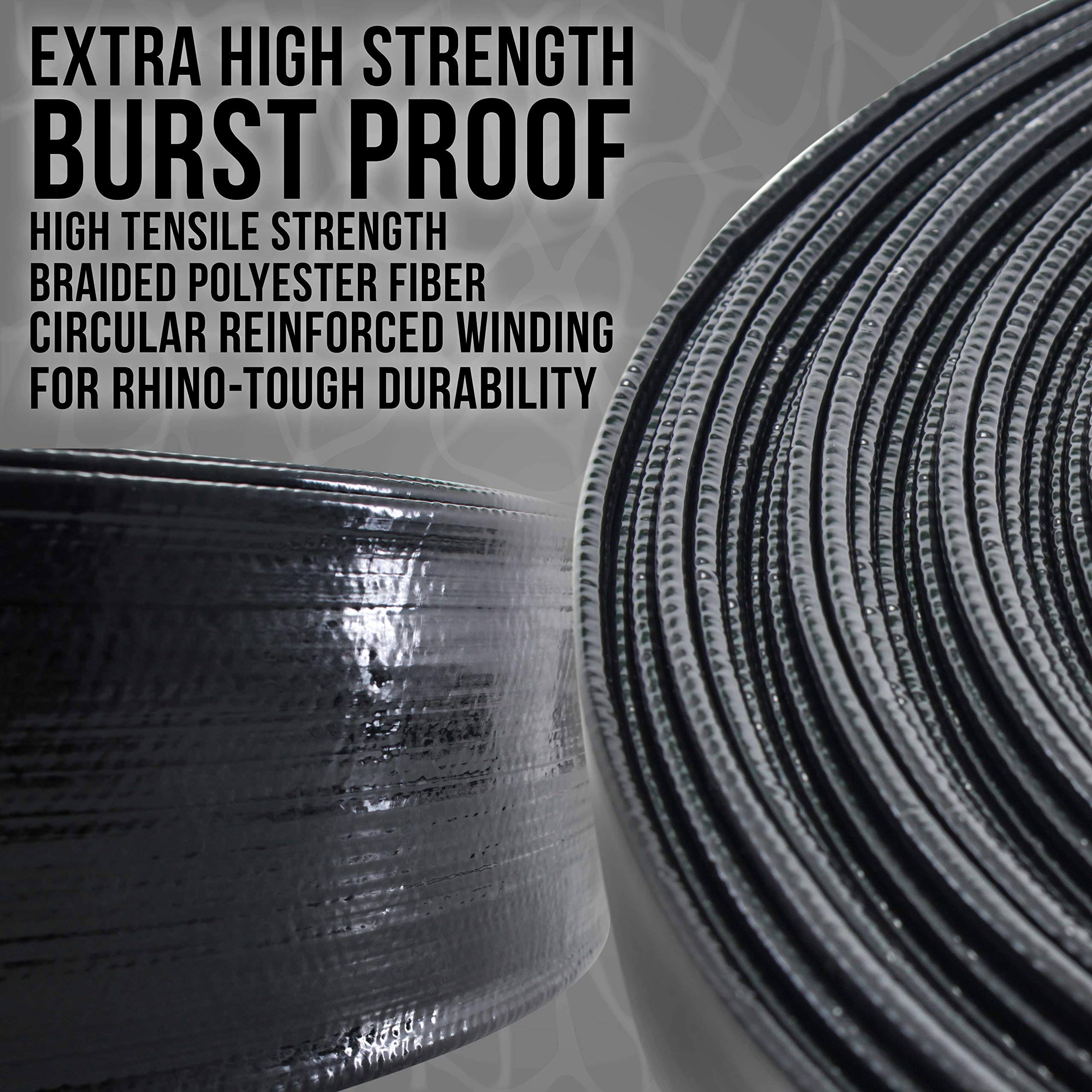 U.S. Pool Supply Black Rhino 1-1/2" x 100' Pool Backwash Hose with Hose Clamp - Extra Heavy Duty Superior Strength, Thick 1.2mm (47mils) - Weather Burst Resistant - Drain Clean Swimming Pools, Filters