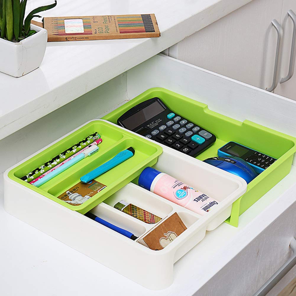 N/A Kitchen Drawer Organizer Plastic Storage Drawer Cutlery Tray for Drawers Divider Durable Utensil Multi Partition Safe Easy Clean (Color : Blue)