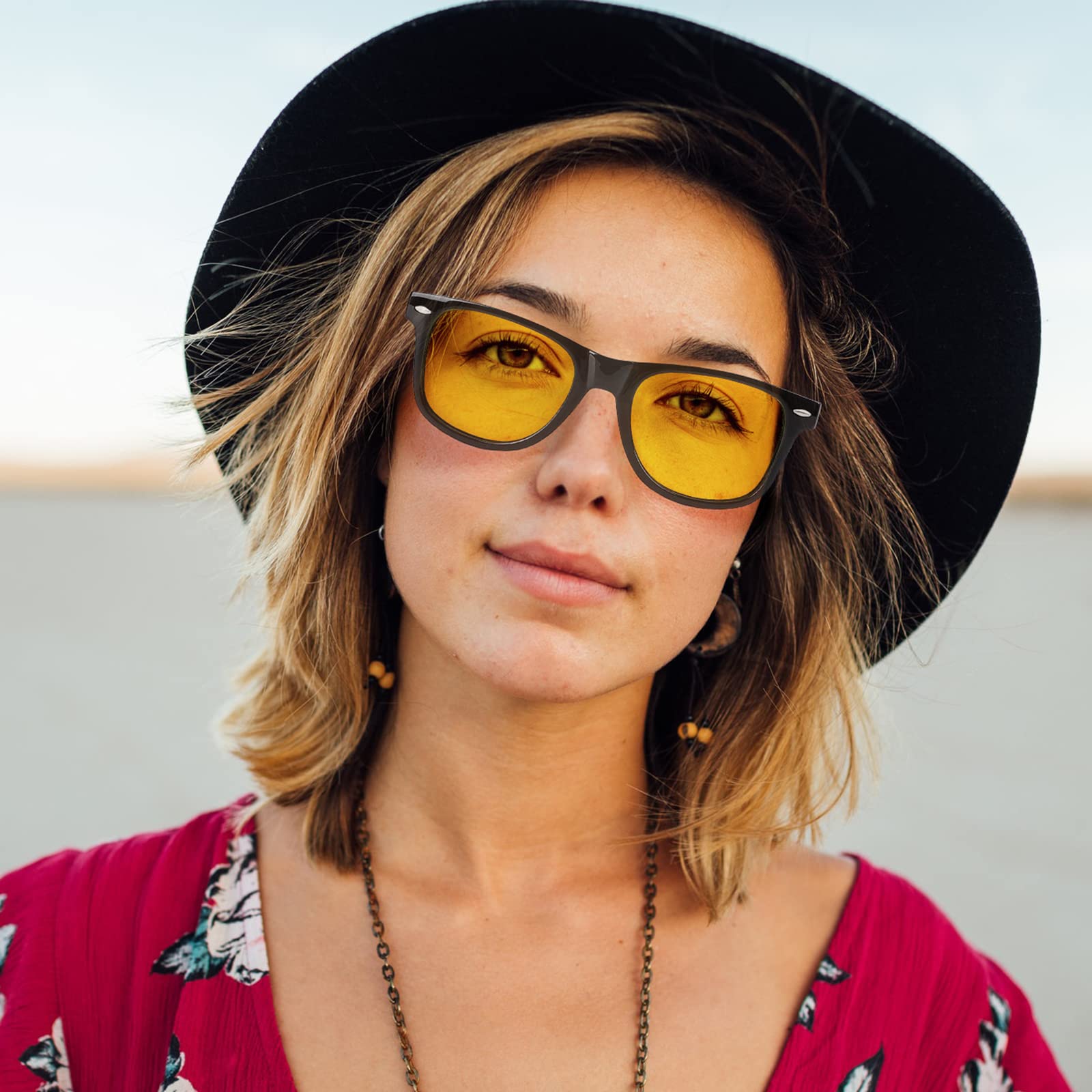 Night Vision Glasses Polarized Anti-Glare, HD Night Driving Yellow Glasses for Women Men