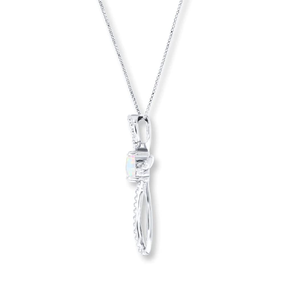 PB Collection Created Oval Opal Infinity Love Cross Religious Necklaces Crucifix Pendant for Teens or Women