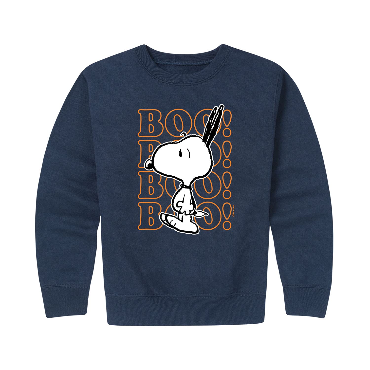 Peanuts HYBRID APPAREL Boo Snoopy Scared - Toddler And Youth Crewneck Fleece Sweatshirt - Size X-Large Navy