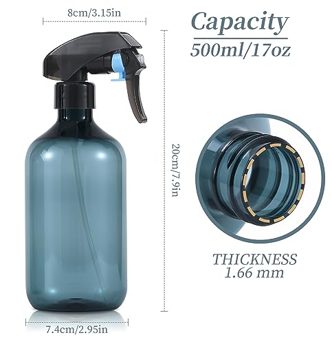 Yebeauty Plant Mister Spray Bottle, 2Pcs 17oz 500ml Fine Mist Plant Atomizer Watering Sprayer Bottle for Gardening Cleaning Solution with Top Pump Trigger Water, Clear Blue