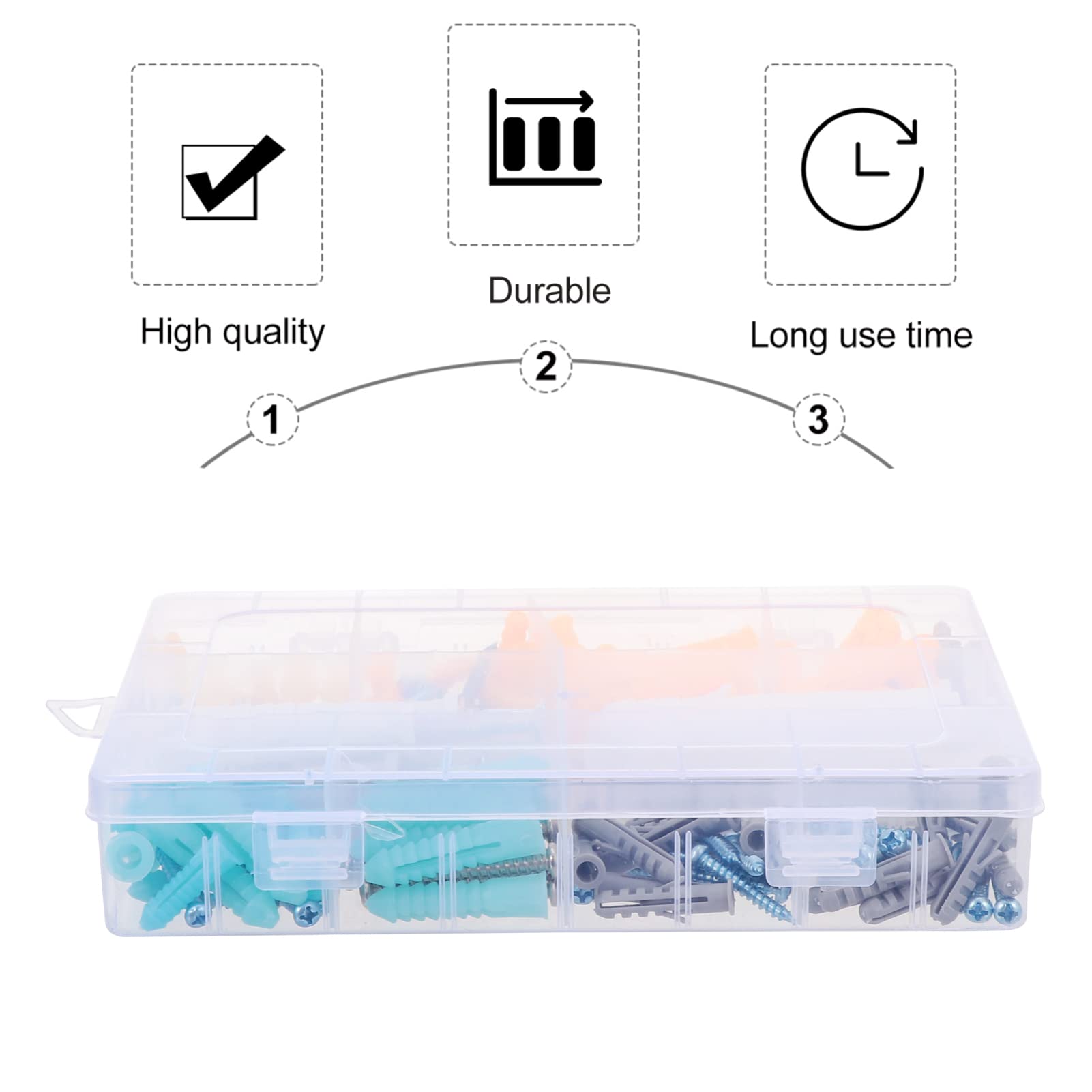 VILLCASE 3 Sets 200pcs Expansion Screw Ground Screw Hex Head Self Tapping Screws Wood Screws Drywall Anchors Self- Tapping Screw Anchor Screws Self-Tapping Screws Box Plastic Expansion Tube
