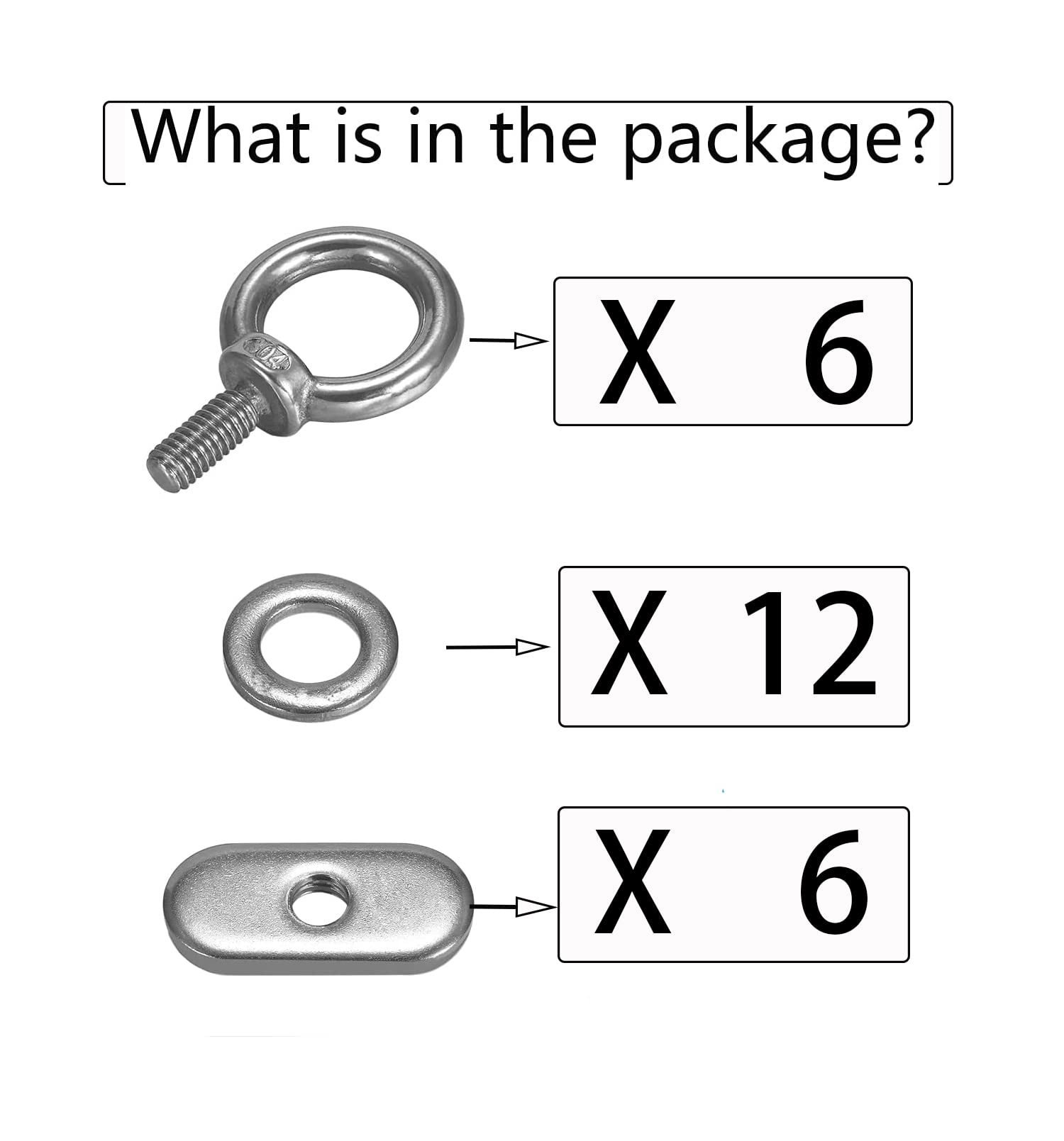 NiexBin 6 Pack Kayak Track Mount Tie Down Eyelet to Hold Your Bungee Cord or Ropes Up to 0.5" - No Track -Don't use for Anchoring