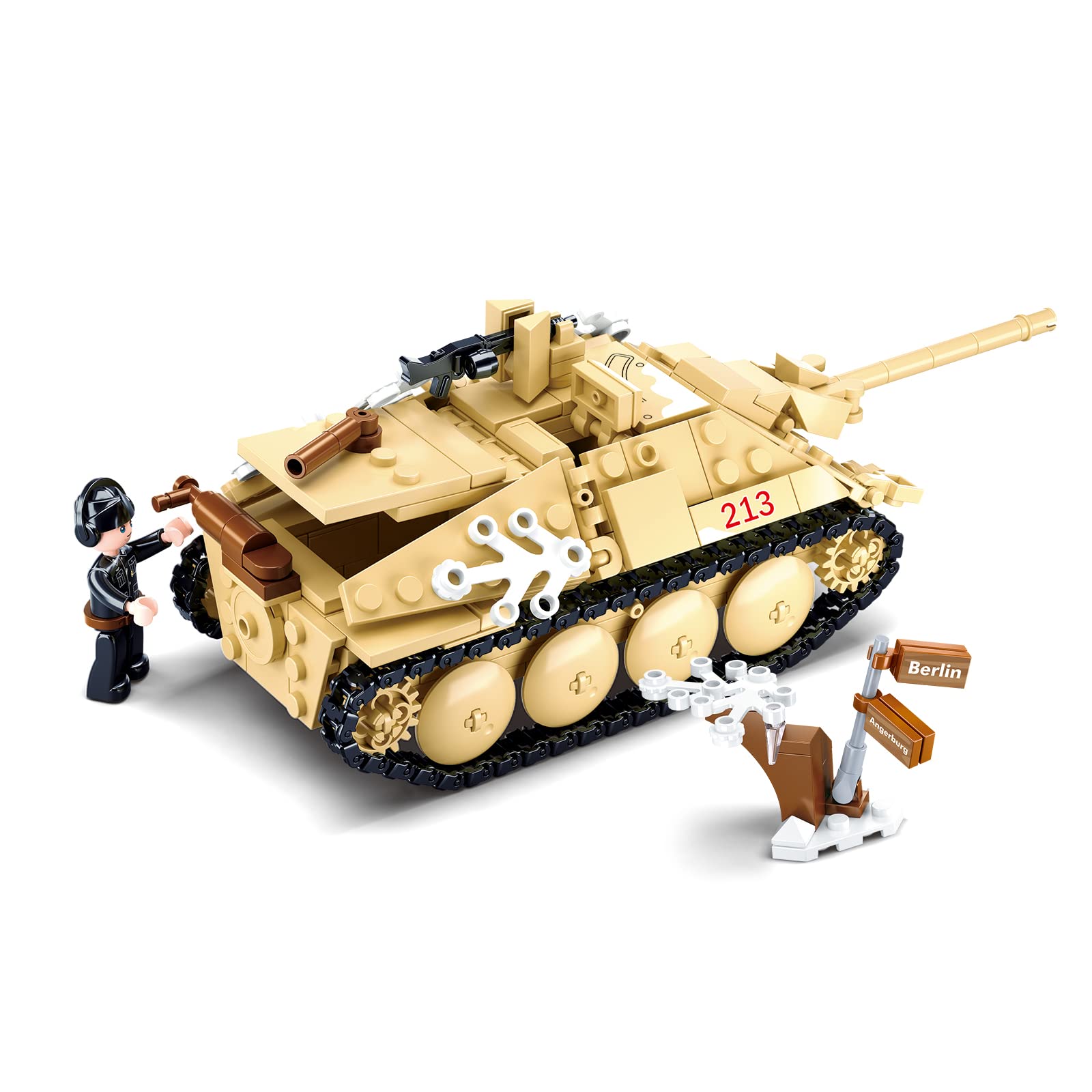 Sluban Building Blocks Toy Army Battle of Budapest - Hetzer (Jagdpanzer 38) Tank Destroyer Educational Learning Construction Toys Set for Kids Boys Grils (344 PCS)