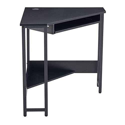 Middai Wooden Study Table, Home Corner Table Space Saving, Computer Desk with Keyboard Tray and Base Shelf, 28.3" D X 28.3" W X 30.1" H Easy Assembly(Color:Black)