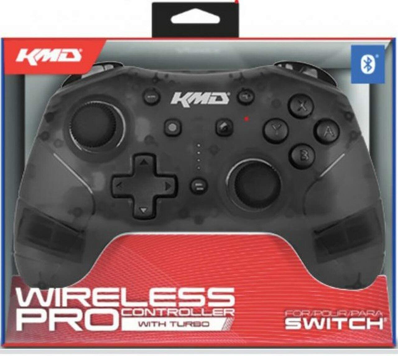 KMD Official Licensed Wireless Pro Controller for Nintendo Switch, PC, MacOS and More - Built in Turbo & Other Features - Black