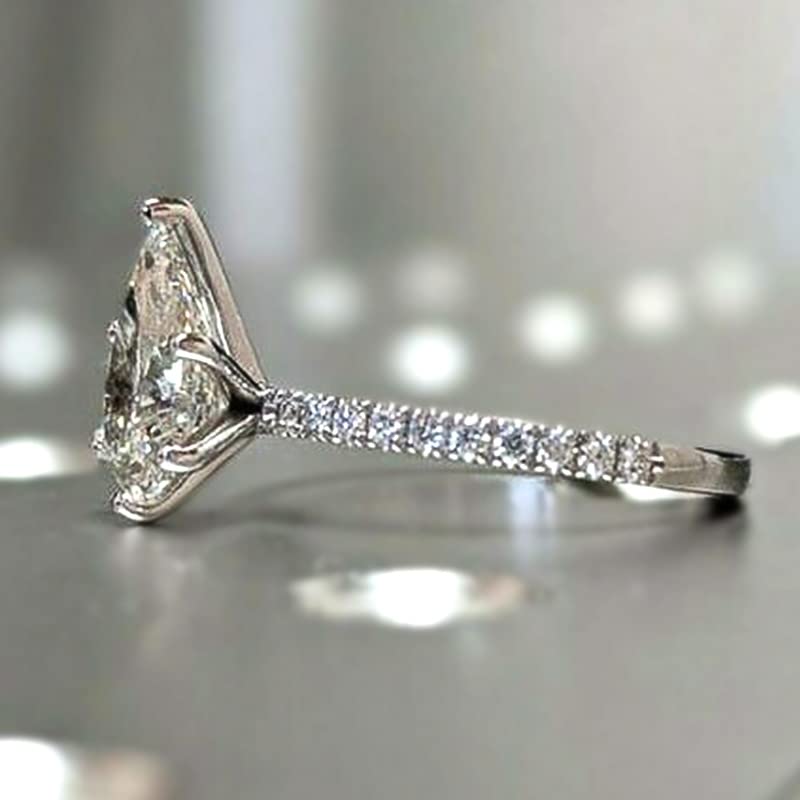 Pear Shaped Cubic Zirconia Gorgeous Engagement Rings Women Quality Silver Plated Wedding Band Eternity Rings Jewelry