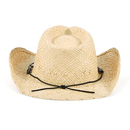 Men & Women's Woven Straw Cowboy Hat Western Outback Hat Shapeable Wide Brim Cowgirl Hat Straw Summer Beach Sun Hat