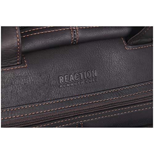 Kenneth Cole Reaction Full-Grain Colombian Leather Briefcase Expandable RFID 15.6" Laptop Computer Business Portfolio Shoulder Bag, Brown