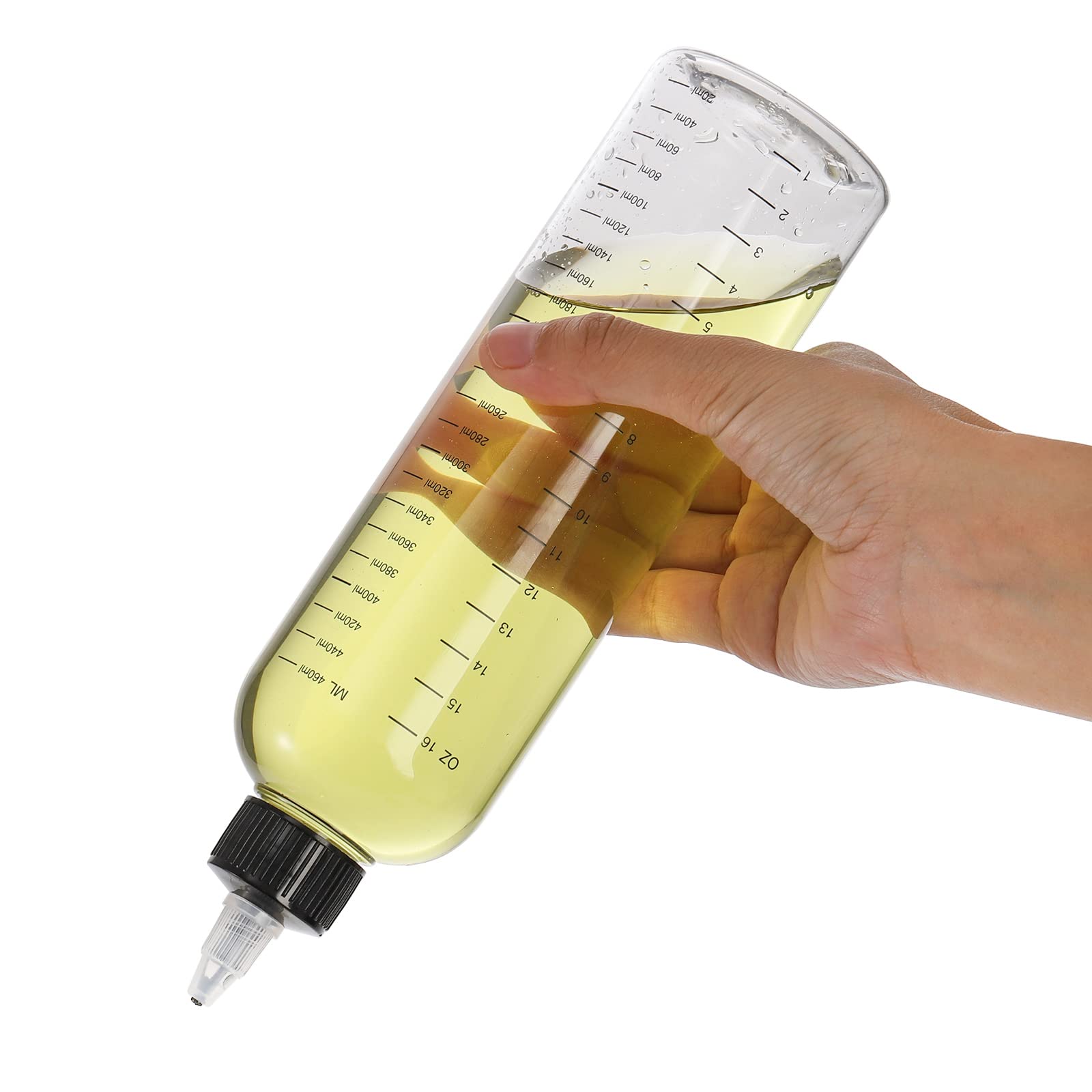 WUWEOT 12 Pack Graduated Squeeze Bottle, 18 Oz Refillable Empty Dropping Bottles, Clear Plastic Boston Dispensing Bottle with Twist Cap for Icing, Liquids, Inks, Oils, Arts and Crafts