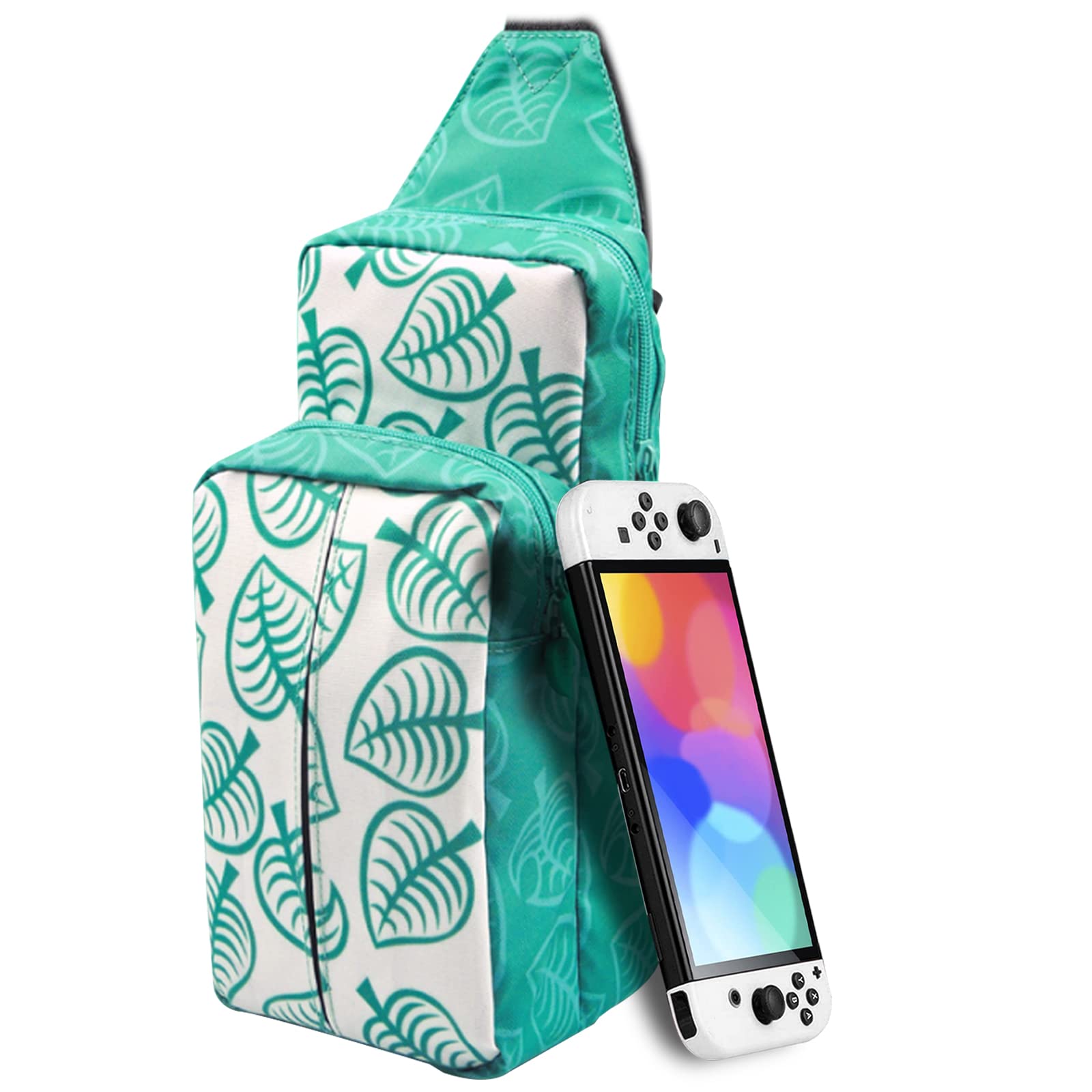 LYCEBELL Travel Bag for Nintendo Switch, Portable Shoulder Bag Backpack for Nintendo Switch Accessories Console Dock Charger iPad Joy&Con Grip (Green)