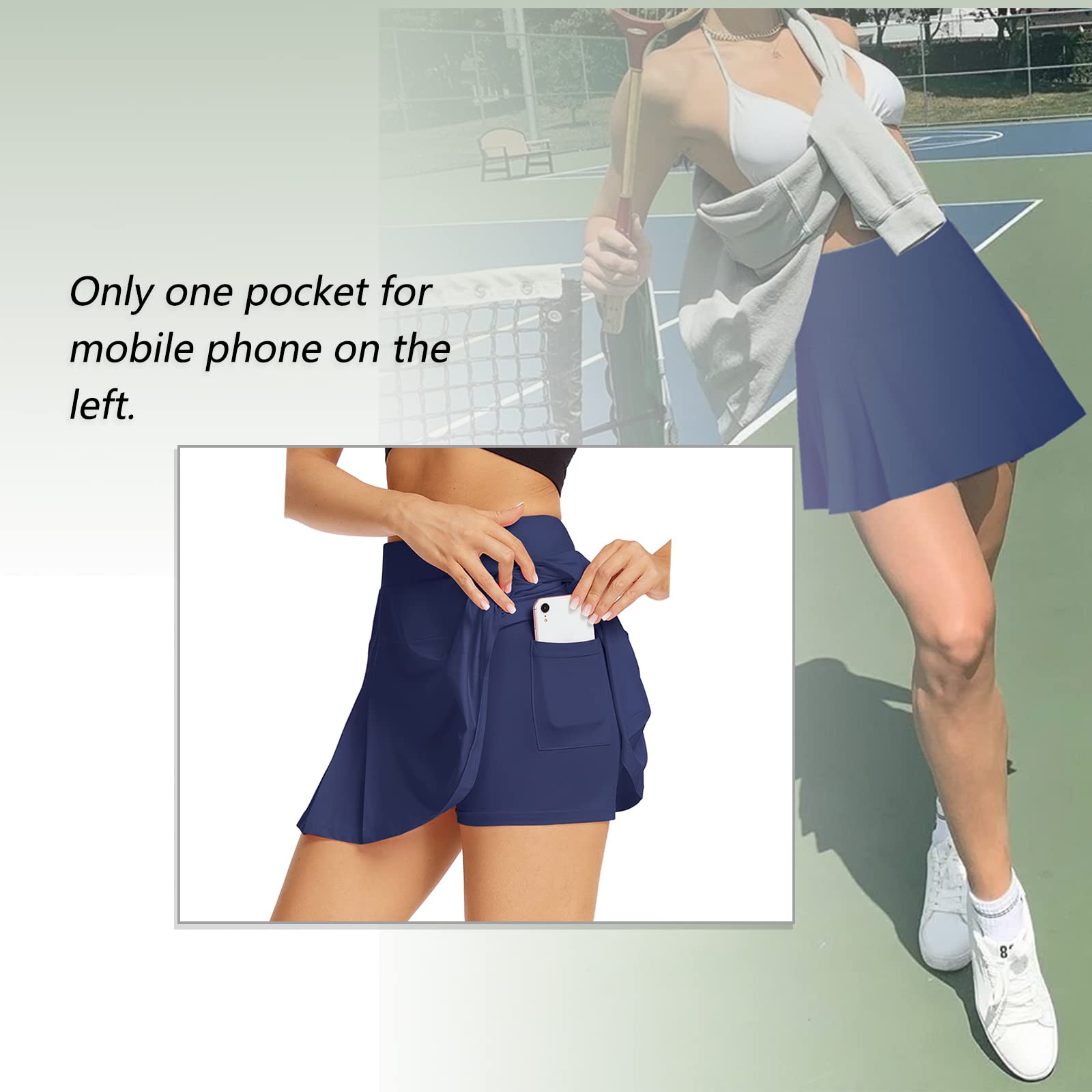 Mebiosi Womens Performance Sport Golf Tennis Skirt Running Workout Athletic Skort with Pockets
