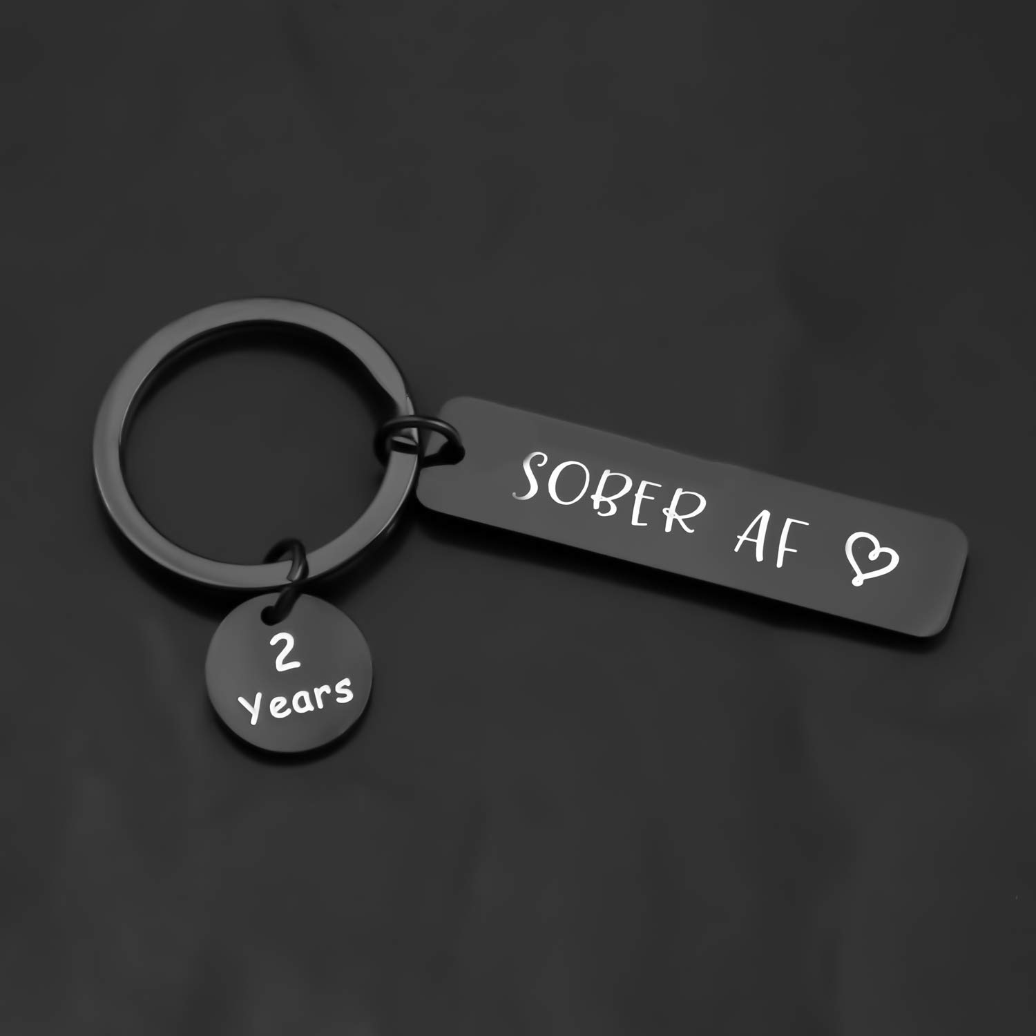 MAOFAED Sobriety Gift Sobriety keychain AA Recovery Jewelry AA Gift NA Gift 1 Year 2 Years 3 Years 4 Years 5 Years Sobriety Anniversary Keychain (sober 2years black)