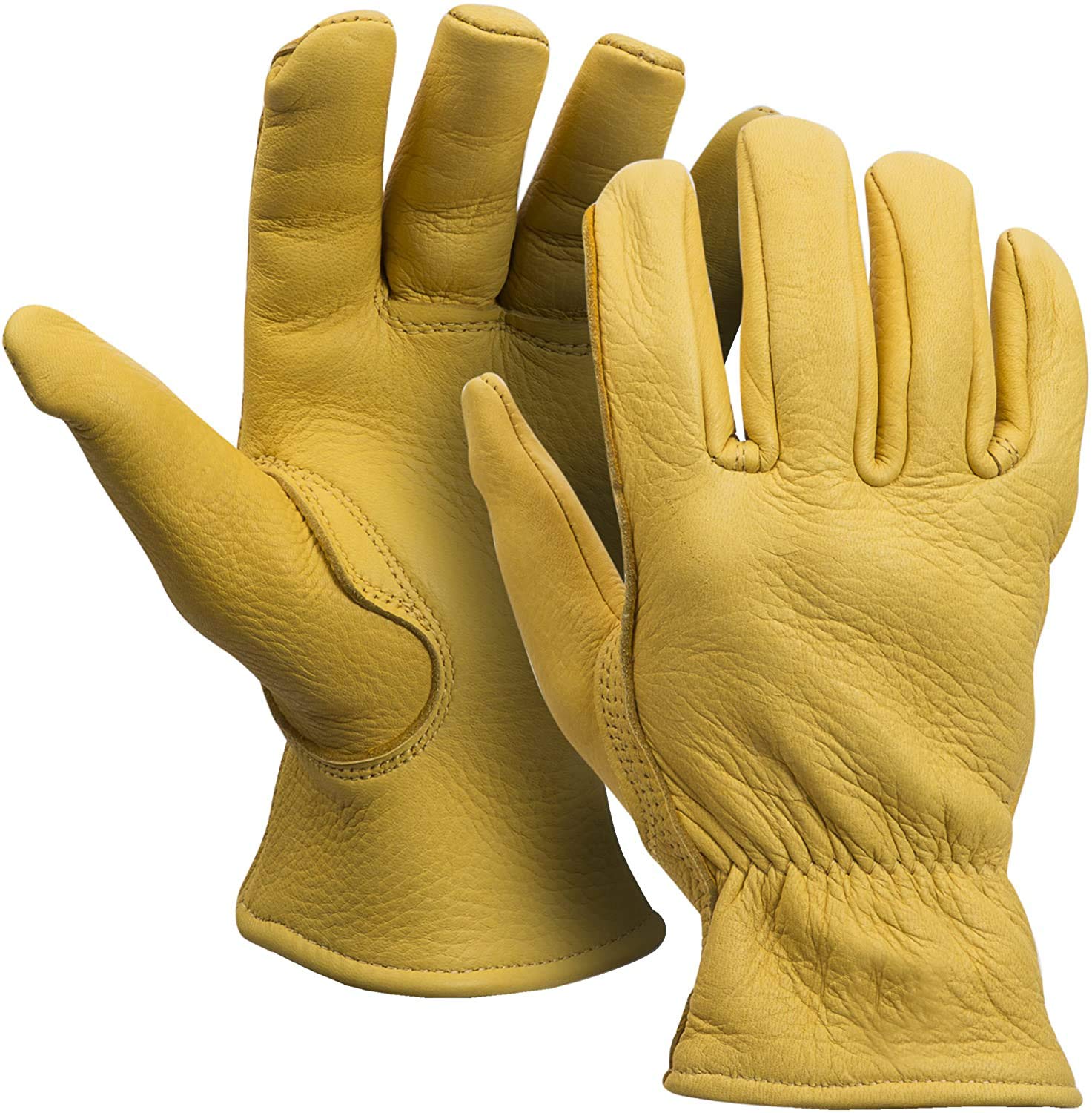 MEN`S FULL GRAIN TAN DEERSKIN LEATHER GLOVES LINED 40 GRAM 3M THINSULATE (American Fur) (Large)