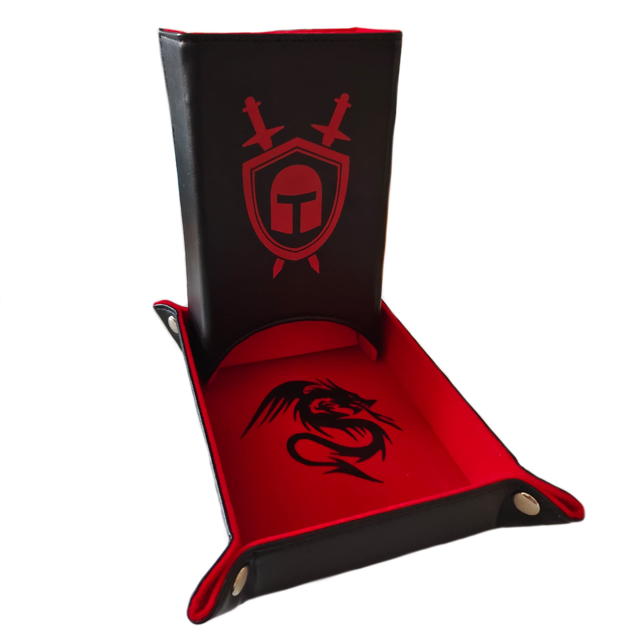 TRPGBOX Dice Tower and Dice Tray for RPG Table Top Gaming - Black/Red
