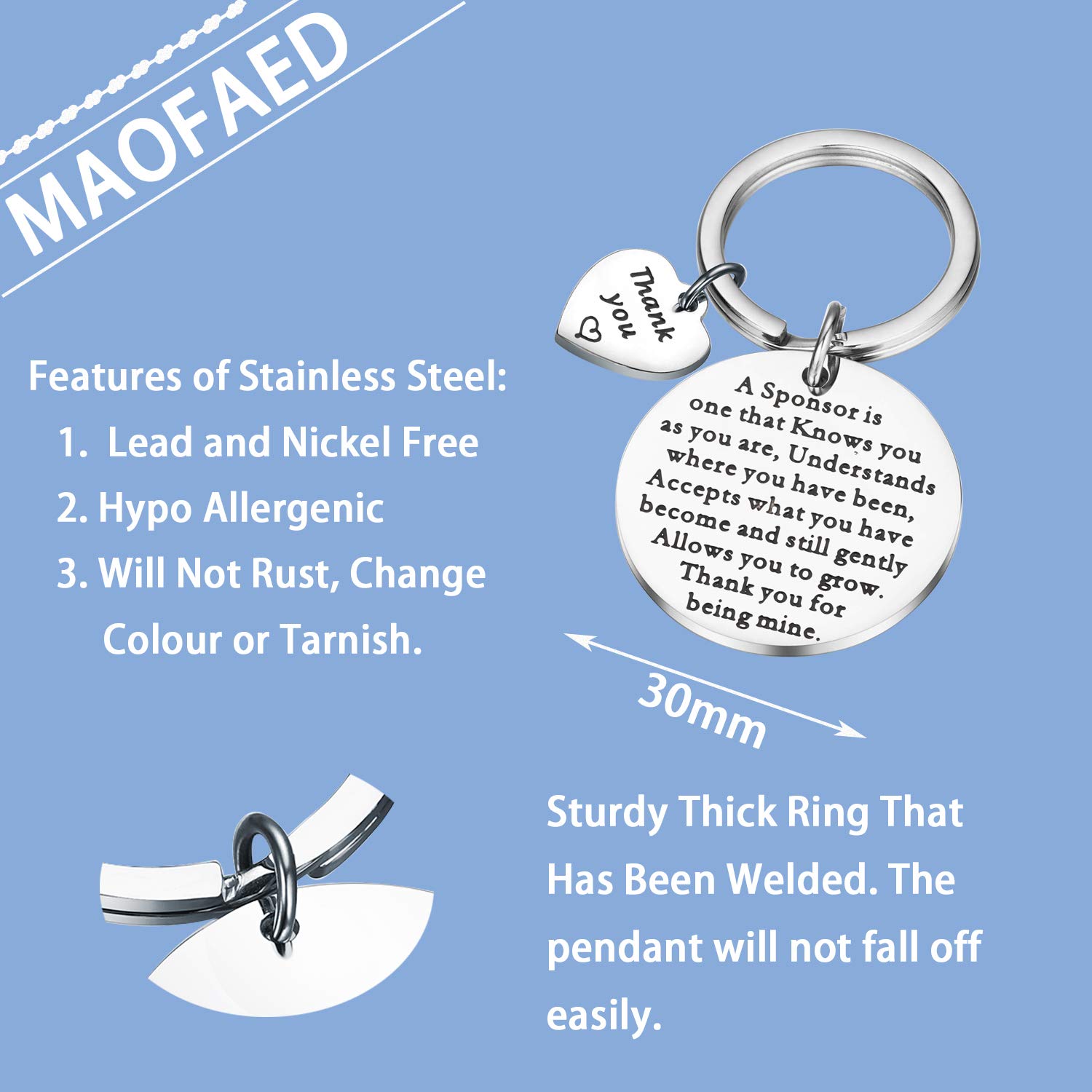 MAOFAED Sponsor Gift Sponsor Keychain Sponsor Appreciation Gift AA Sponsor Gift NA Addiction Recovery Gift