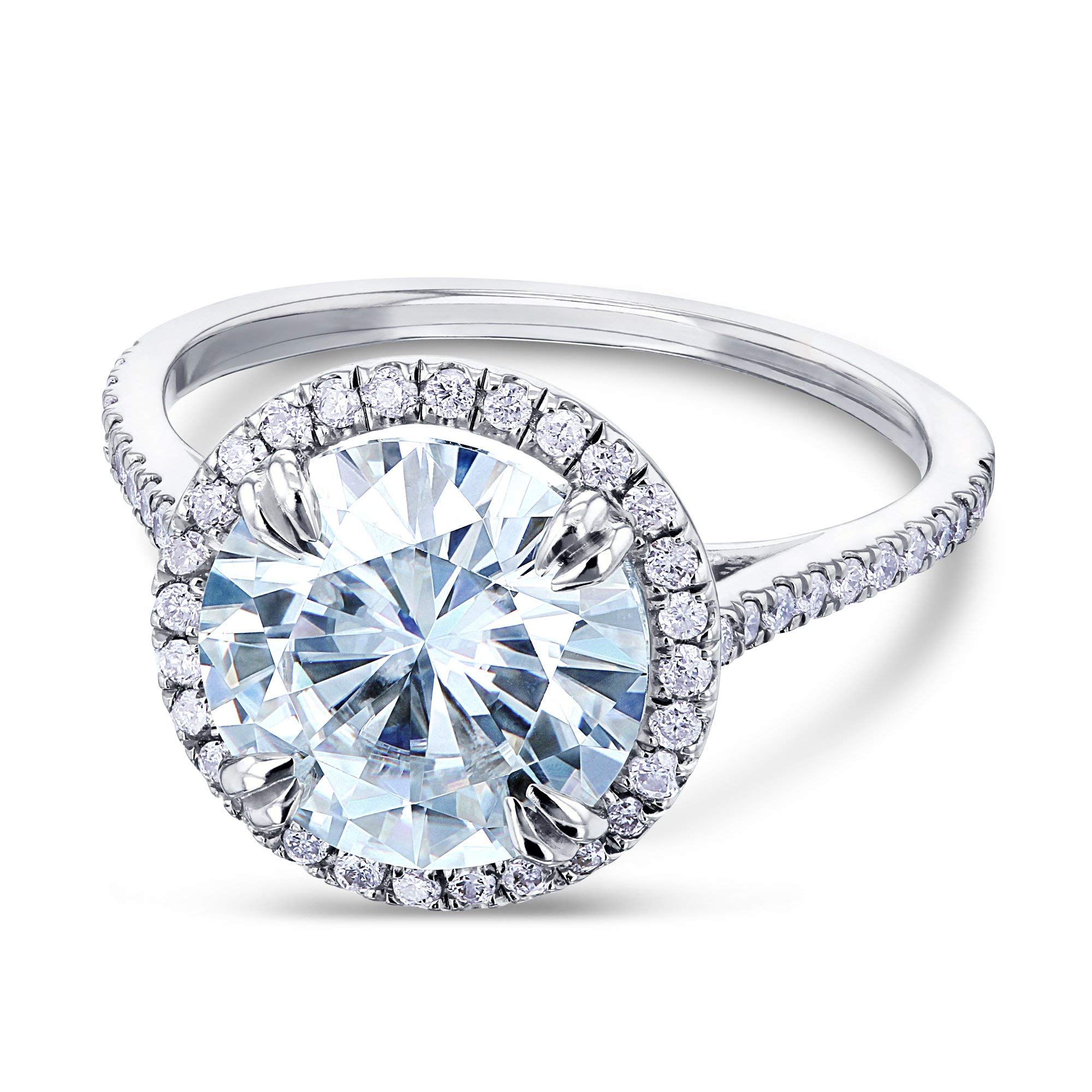 Kobelli Round-cut Moissanite Engagement Ring 3 1/3 CTW 14k White Gold (9.5mm), Size 4, White Gold