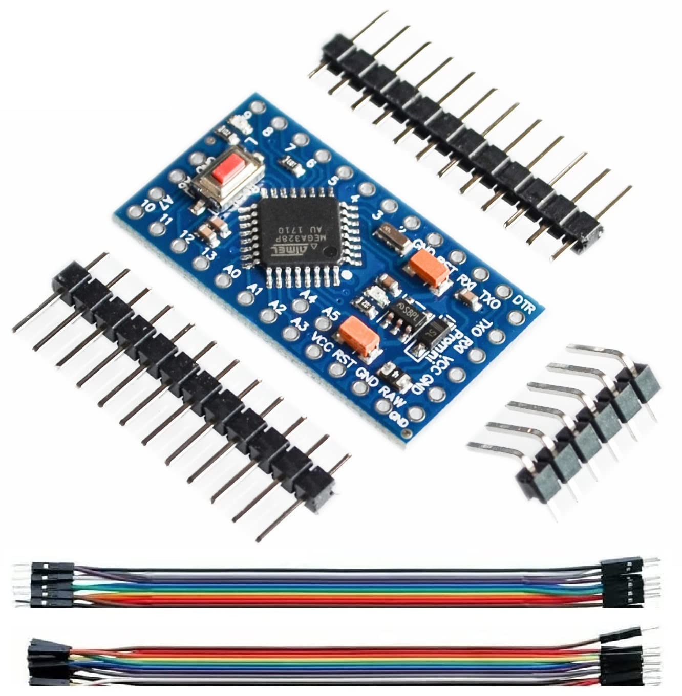 WWZMDiB PRO Mini Atmega328P-AU 5V/16MHz Development Board Microcontroller Bootloadered Replace ATmega128 Pro Mini Atmega328 328P DC5V 16M for Arduino