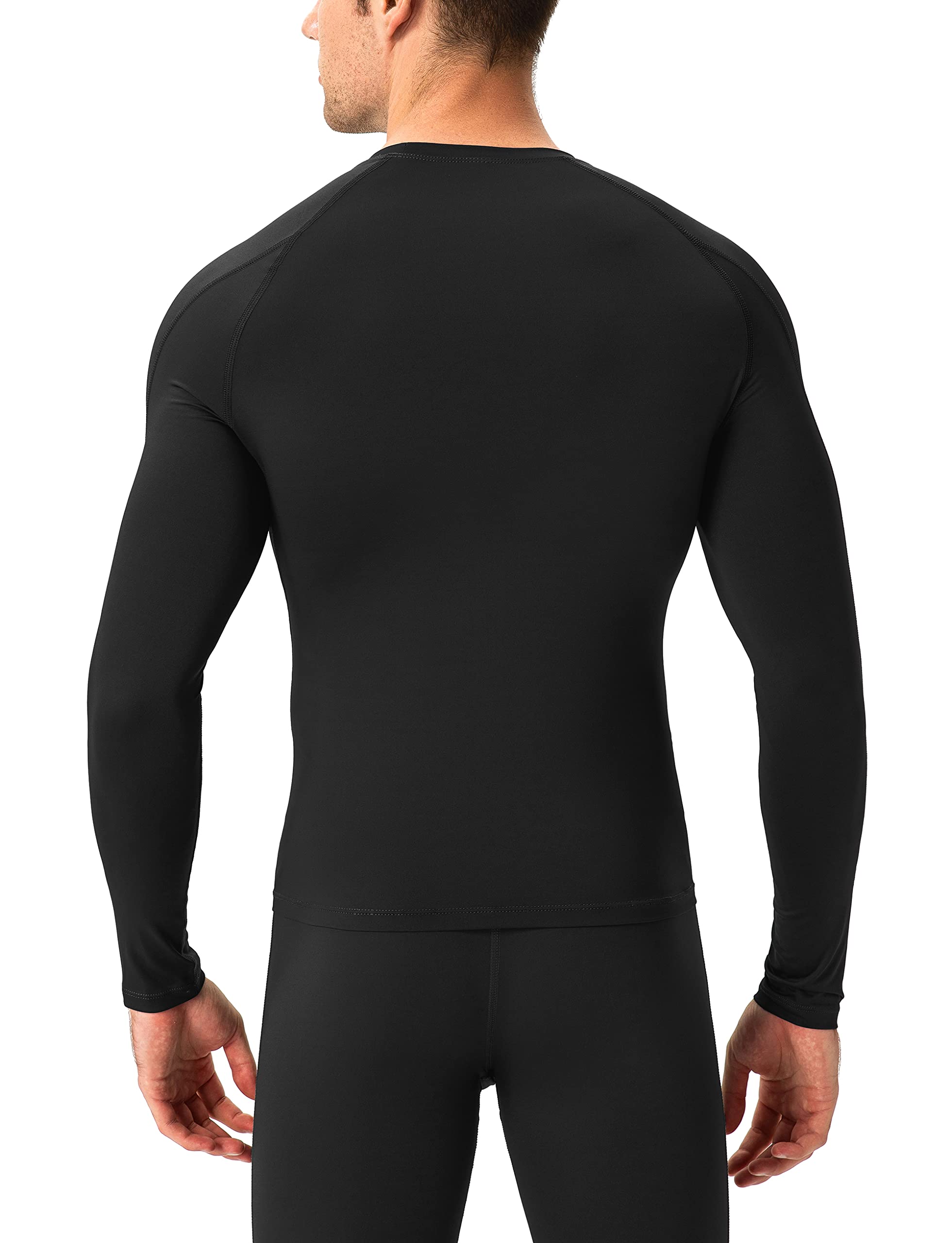 Men's Compression Shirts Long Sleeve, Base-Layer Quick Dry Workout T Shirts Sports Running Tops for Gym Black