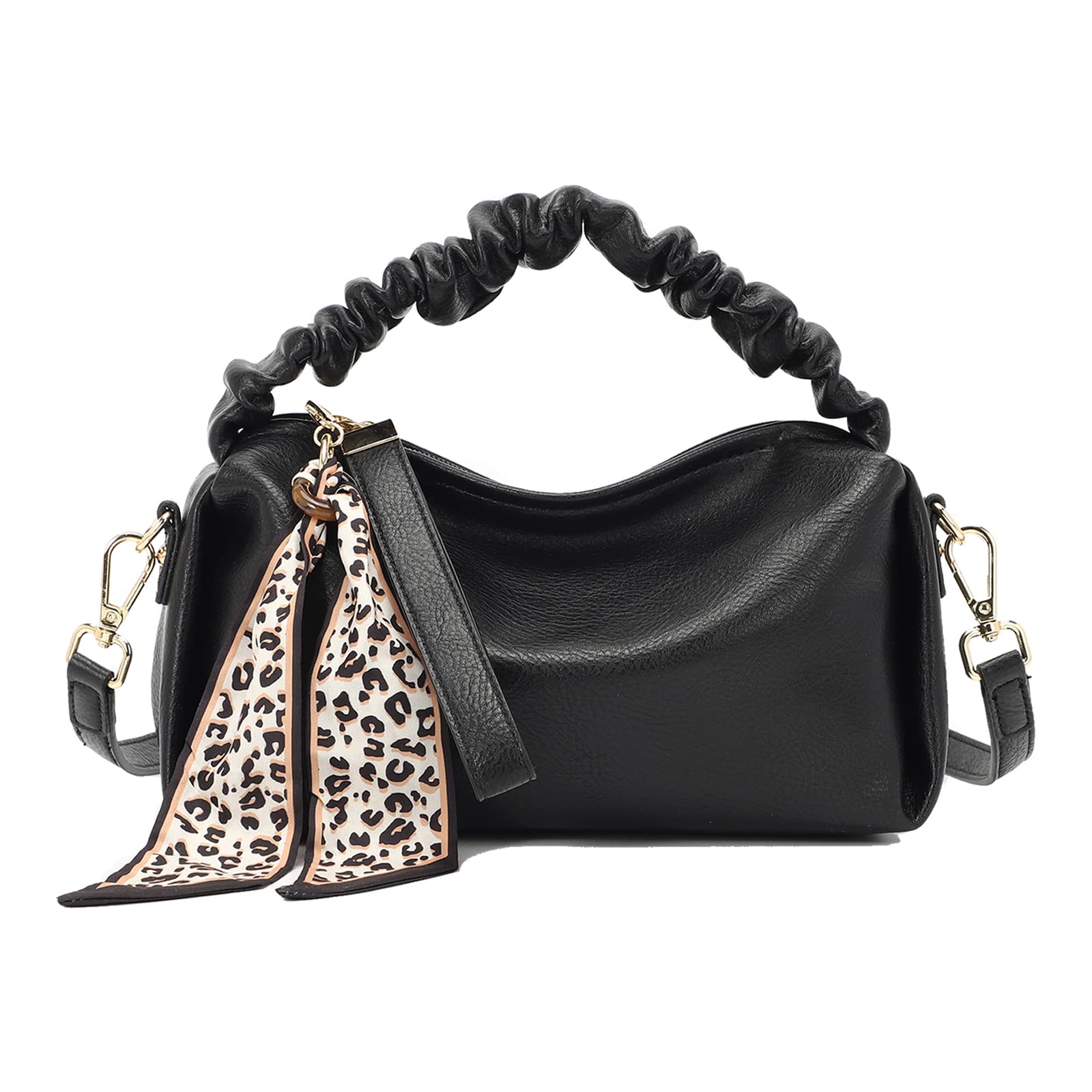 Small Crossbody Bag Purse for Women PU Leather Top Handbag Shoulder Bags and Purses Trendy (Black)