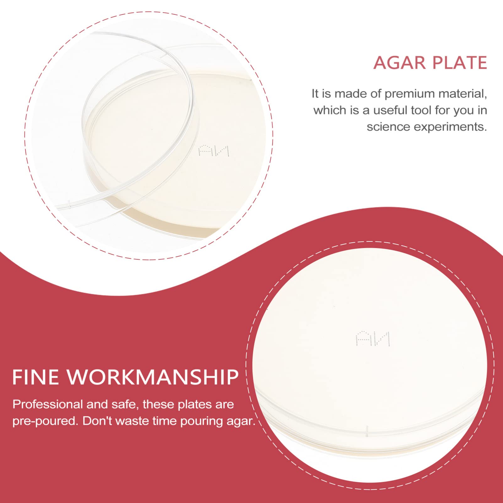 VILLCASE Agar Plates, 10pcs Laboratory Petri Dishes, Potato Dextrose Agar Plates, Pre- Poured Growth Medium for Mushrooms & Science Fair Projects (3.54X0.39inch)