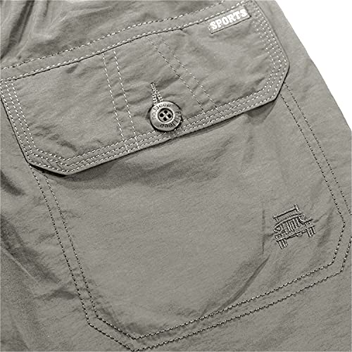 Men's Elastic Waist Casual Outdoor Short Workout Running Short-pant Quick Dry Lightweight Hiking Shorts Pockets (Light Green,Medium)