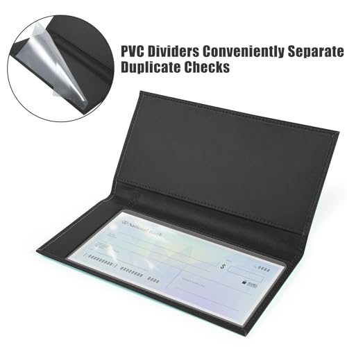 LYOOmaLL Leather Checkbook Cover for Personal Checkbook, Checkbook Cover For Women & Men, RFID Blocking Checkbook Holder Wallet for Duplicate Checks