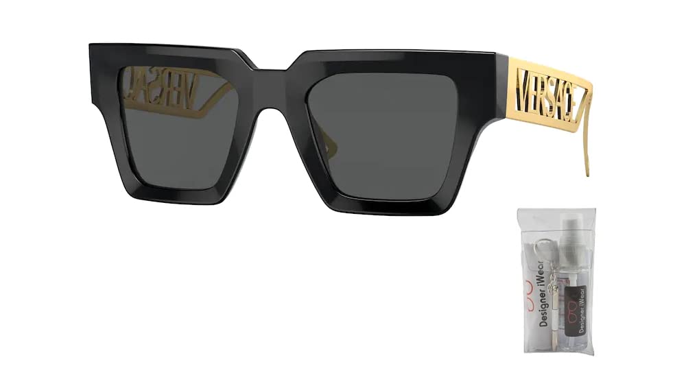 Versace VE4431 50MM Black/Dark Grey Polarized Square Sunglasses for Women + BUNDLE With Designer iWear Eyewear Kit