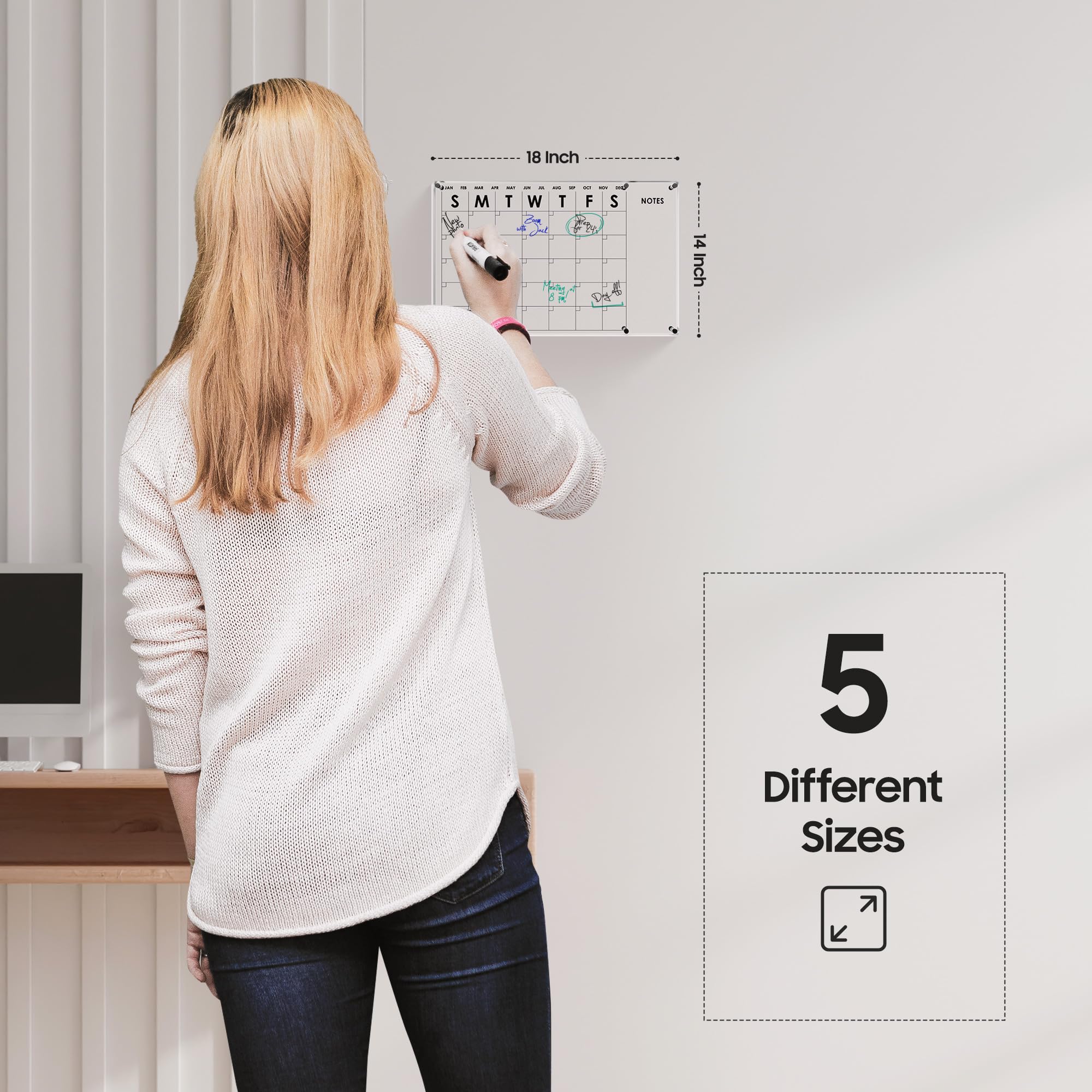 Oversize Premium Acrylic Calendar for Wall | Ultra-Thick Clear Dry & Erase Board | Home Office Monthly Glass Family Planner Guard Mate Plexiglass Whiteboard Large | 18"x14" | GUARDMATE