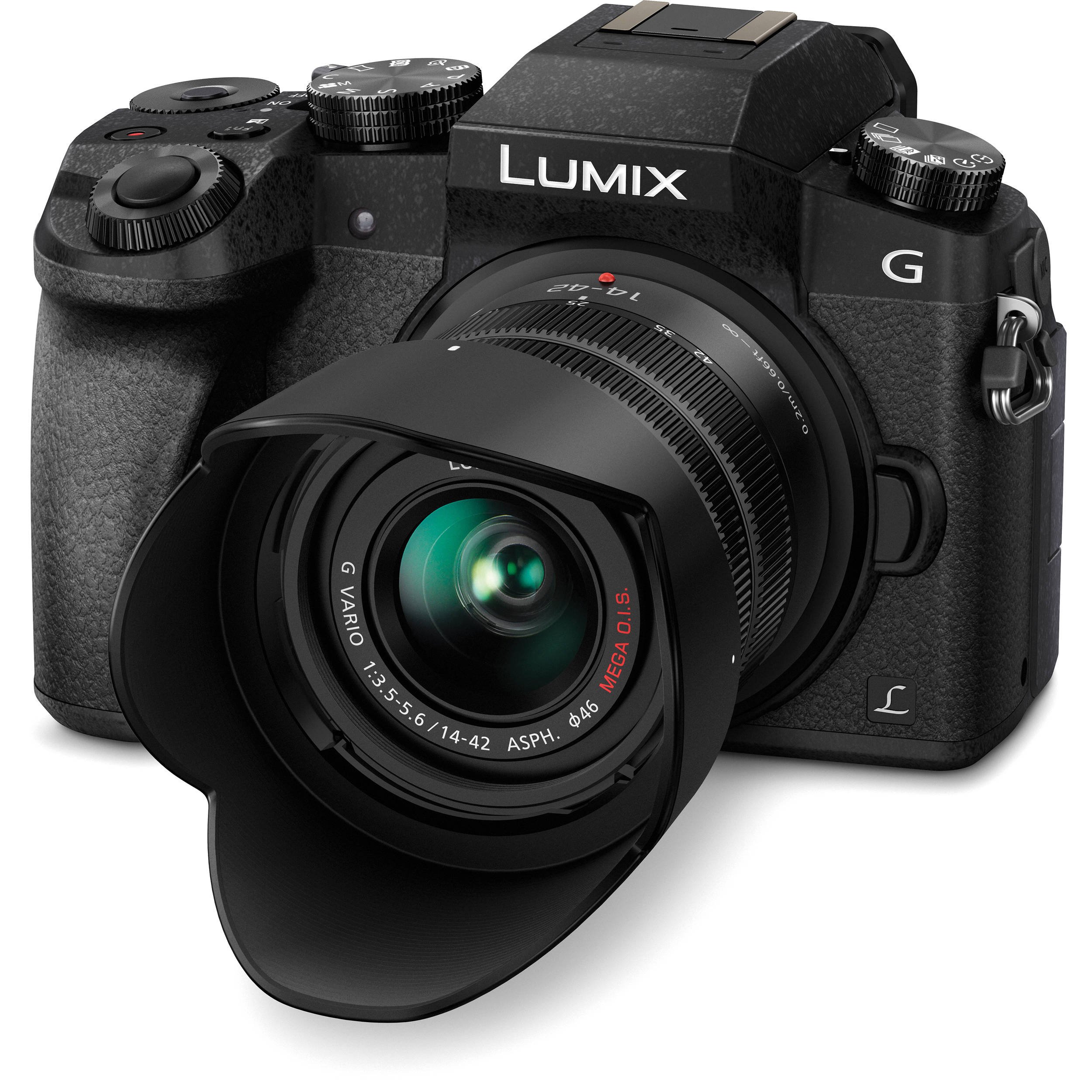 Panasonic LUMIX DMC-G7KK DSLM Mirrorless 4K Camera, 14-42 mm Lens Kit (Black) Bundle