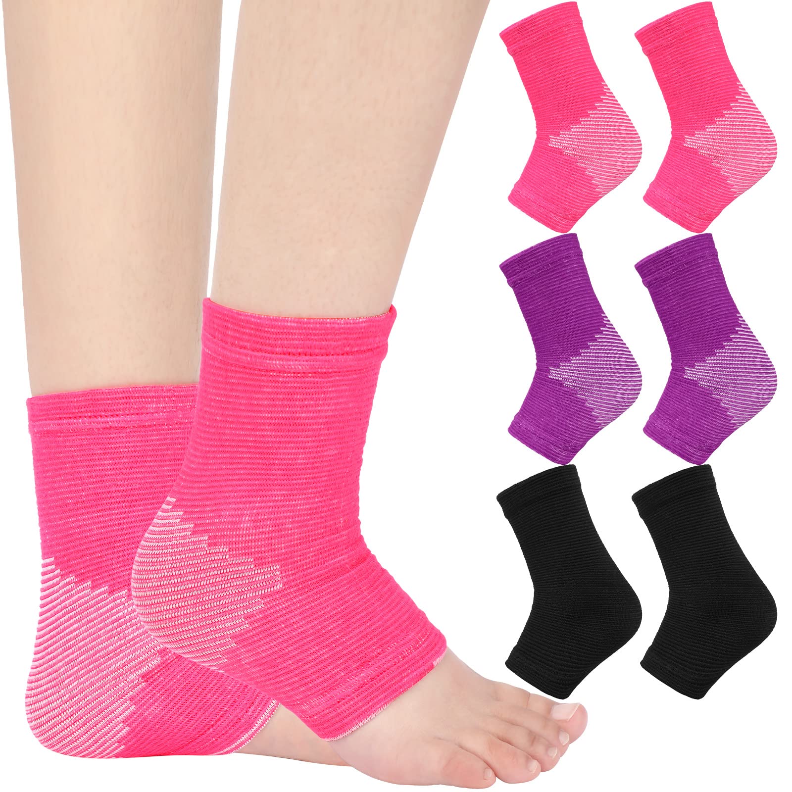 Zhanmai 3 Pair Kids Ankle Brace for Girls Compression Ankle Sleeve Support Knitted Children Elastic Youth Foot Arch Support Compression Sleeve Jogging Soccer Fitness Running Sports, 3 Colors (Small)