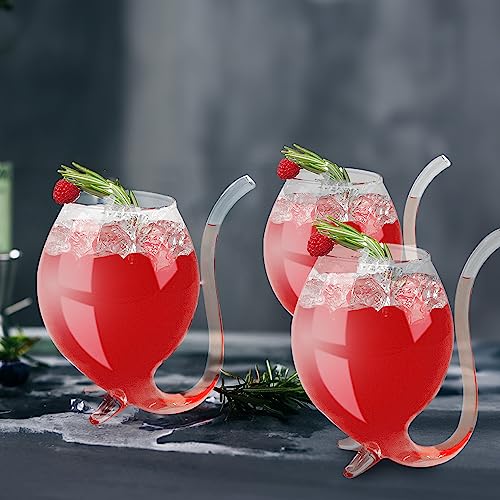 Montex Vampire Wine Glass 4pcs 12oz Creative Cocktail Glasses Built-in Straw fun Cocktail Glass for Wine Juice Party Glassware