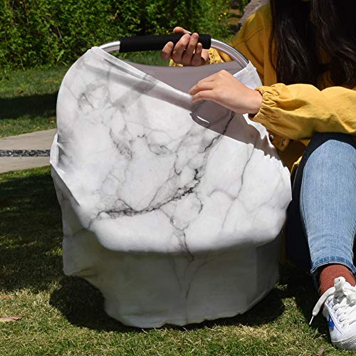 Nursing Cover Breastfeeding Scarf Baby Car Seat Covers Stretchy Infant Stroller Cover White Marble Pattern Carseat Canopy for Newborns