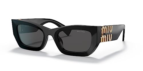 Miu Miu Woman Sunglasses Black Frame, Dark Grey Lenses, 53MM
