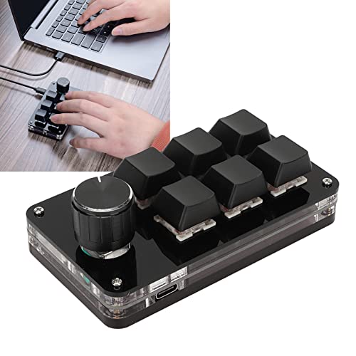 Zyyini 6 Keys Keyboard, Red Switch Full Key Custom Hot Swappable Mini Portable Keypad,One Handed Gaming Keyboard,Quick Copy and Paste Keyboard for PC Laptop,for Office, Game, Music, Media